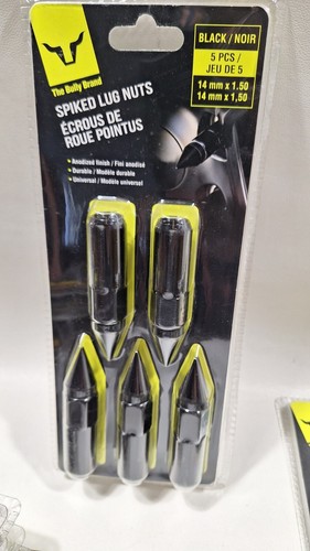 The Bully Brand 14 x 1.5mm Black Spiked Universal Anodized Lug Nuts (5 ...