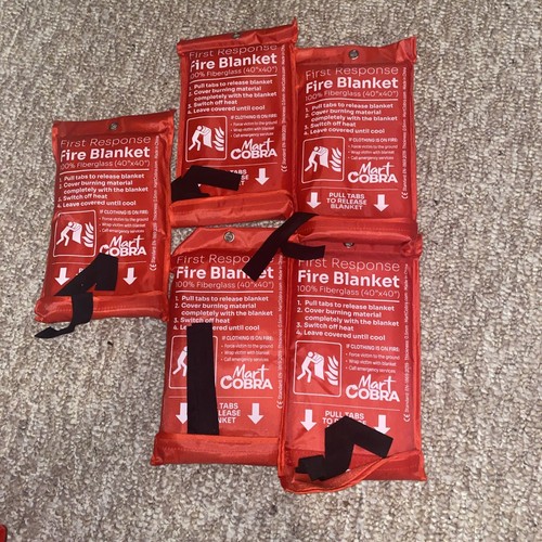 First Response Fire Blanket. Fire Protection. 100% Fiberglass. 40"x40 ...