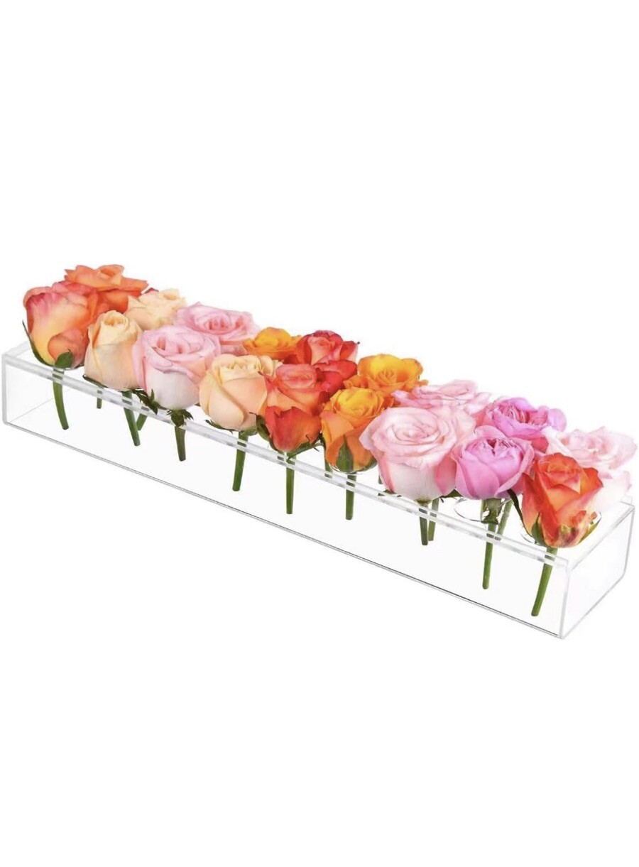 Acrylic Flower Vase Rectangular, 17 Inch Long Rectangular Vase with 18 ...