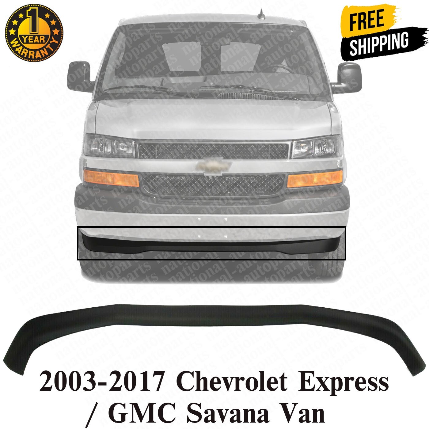 Front Valance Air Deflector Textured For 2003-2017 Chevy Express/GMC ...