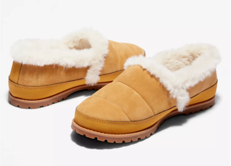 Timberland Joslin Light Brown Suede Wheat Fur Slip-On Slippers Women's ...