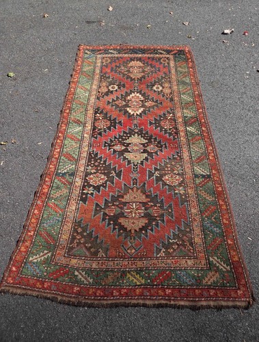 MUSEUM ANTIQUE Caucasian Karabagh Rug 3'9"x7'5" c. 1870s DRAGON Motif ...