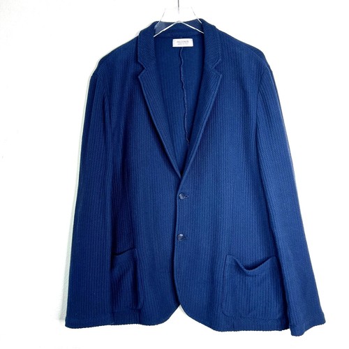 Falconeri Knit Blazer Jacket Cardigan Two Button Men Navy Blue Collared ...