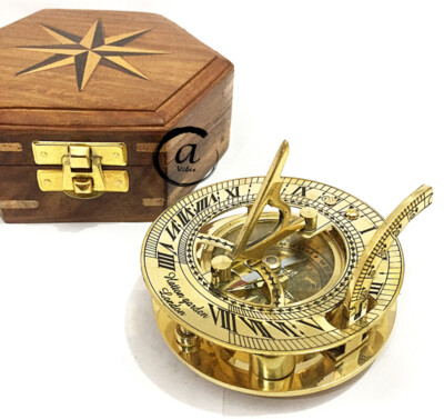Vintage Sundial Compass ~ SUN-DIAL CLOCK WITH COMPASS ~ SANDIAL MAGNET ...