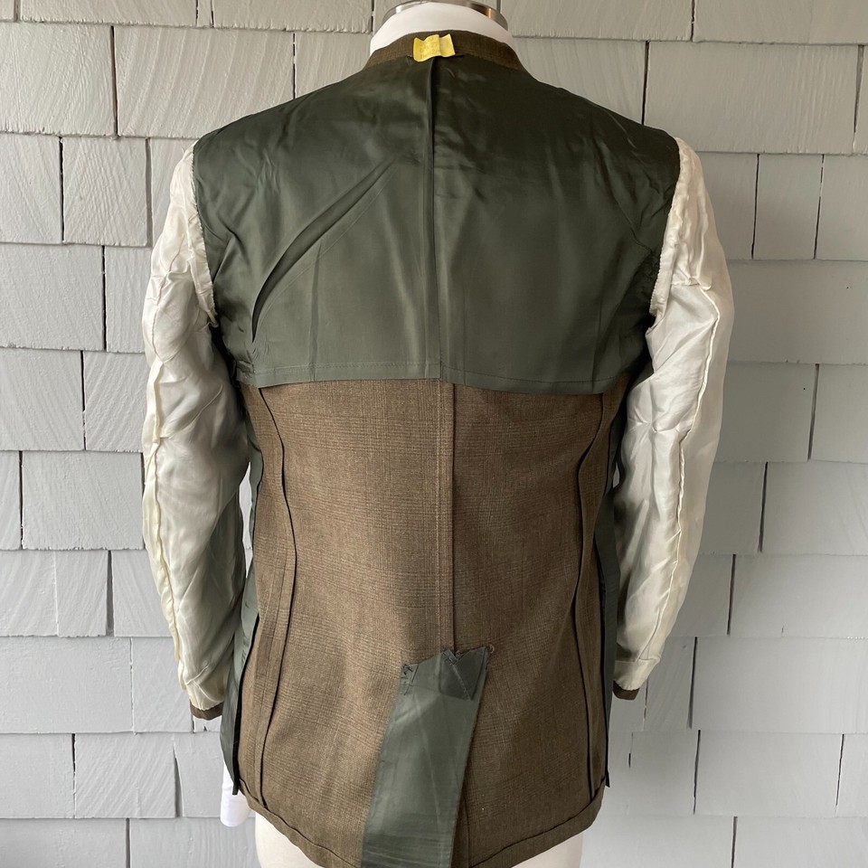 60s Vintage Olive & Brown Faint Plaid Wool 3-Button 2pc Mens Swanky ...