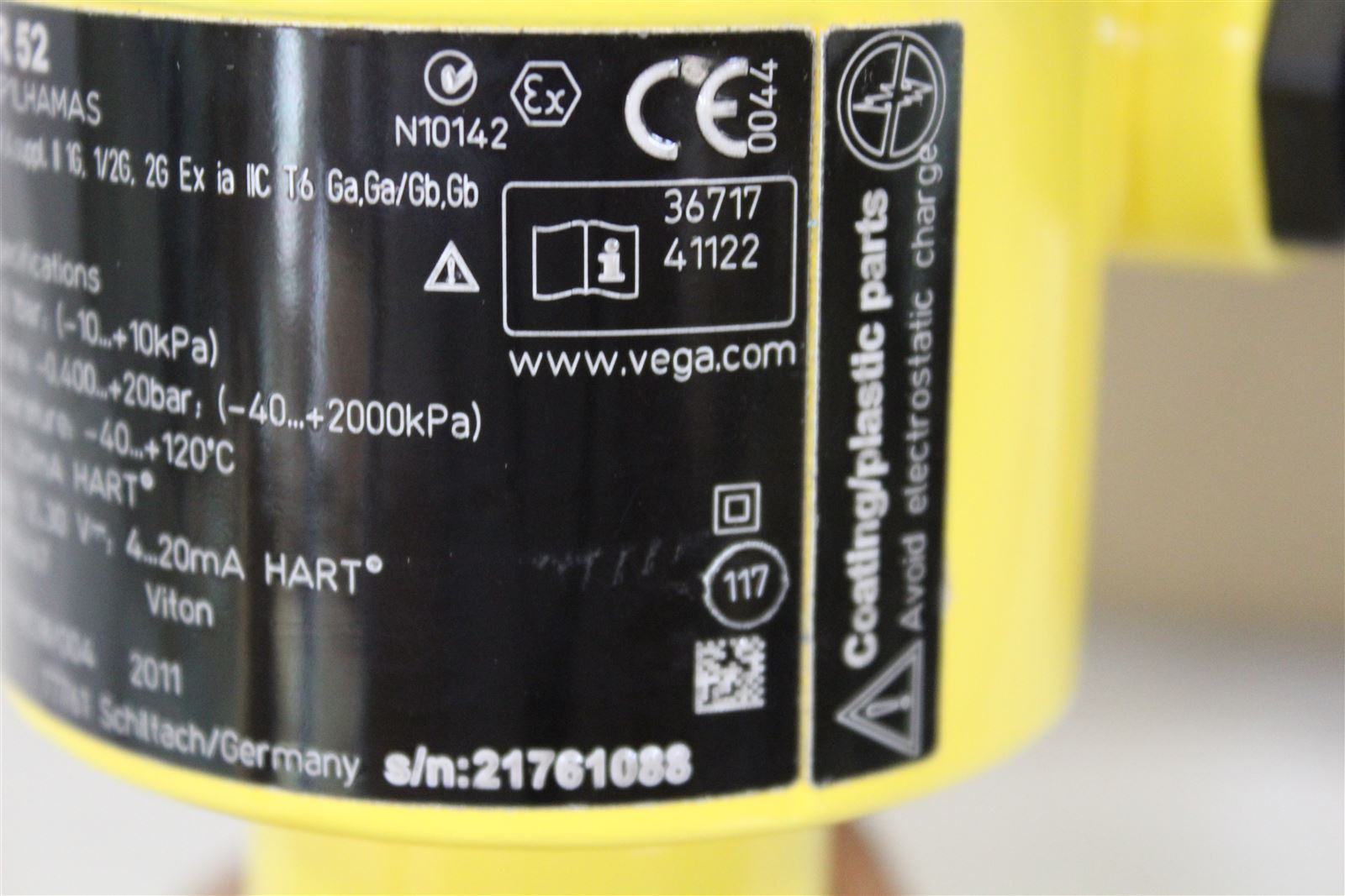 Vega Vegabar 52 Br52.Cxgp1lhamas Drucksensor Transmitter 1778538/004 ...