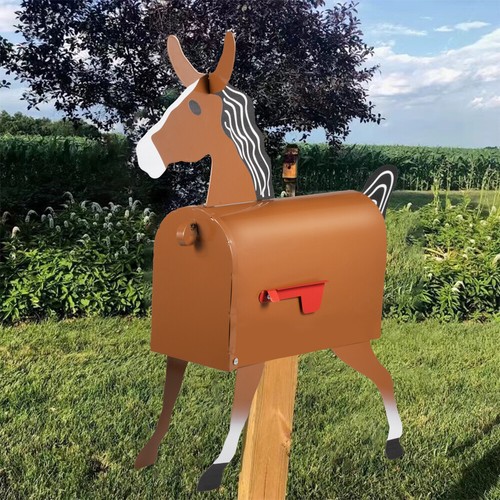 Horse Cow Metal Mailbox Outdoor Decorative Letter Post Box Mail ...