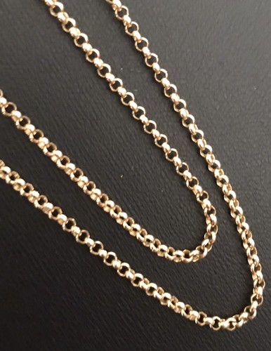 9ct GOLD ROUNDLINK BELCHER CHAIN 375 NECKLACE 21" SOLID LINK EXCELLENT ...