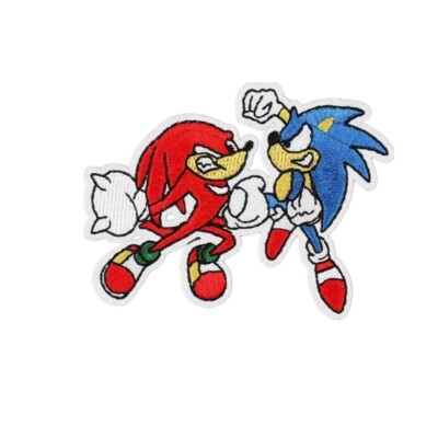 Sonic The Hedgehog and Knuckles Fight Pose 2.56 Inches Tall Embroidered ...