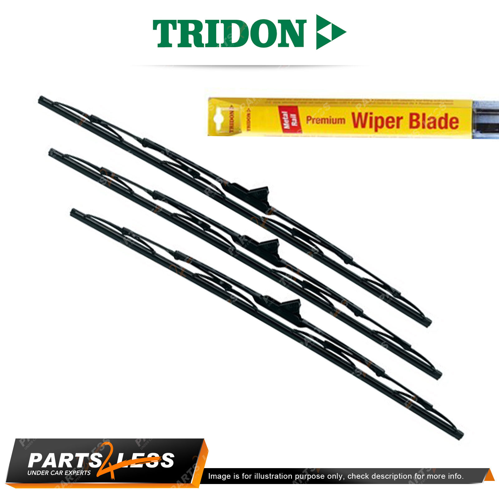 Tridon Front + Rear Wiper Blade Complete Set - Length 305mm 455mm 560mm ...