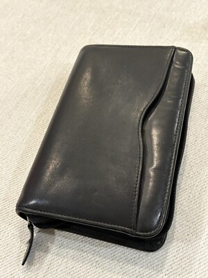 DayTimer Planner Binder 6 Ring Black Leather Zipper Organizer Vintage 6 ...