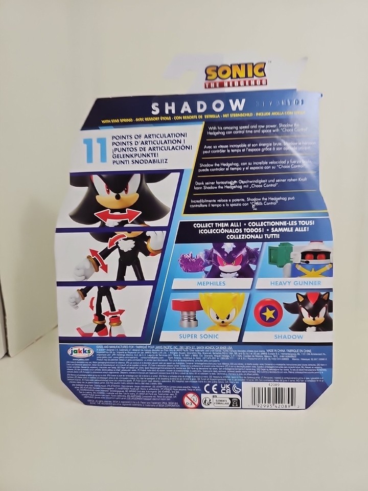 Sonic The Hedgehog SHADOW (w/ Star Spring} Action Figure 2024 JAKKS ...