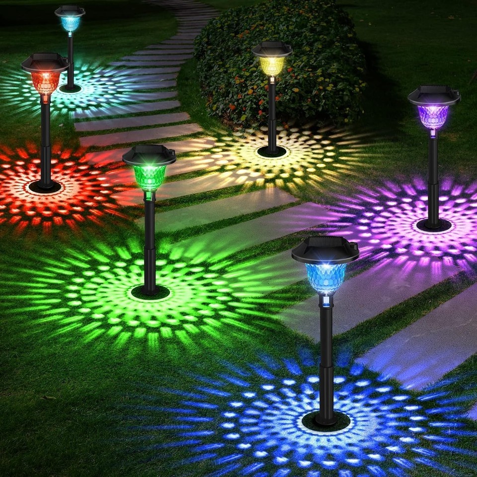 10 Pack Solar Pathway Lights, Multicolor & Warm White LED, IPX5 ...