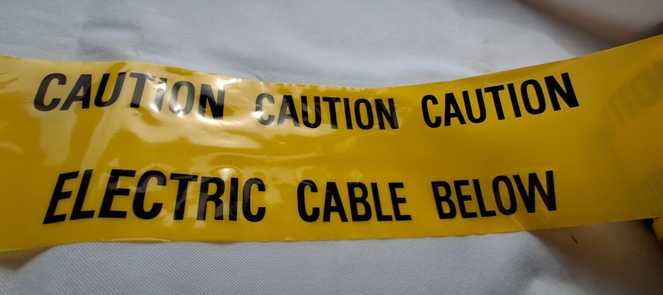 Caution Electric Cable Below Under Ground Safety Tape Black Yellow ...