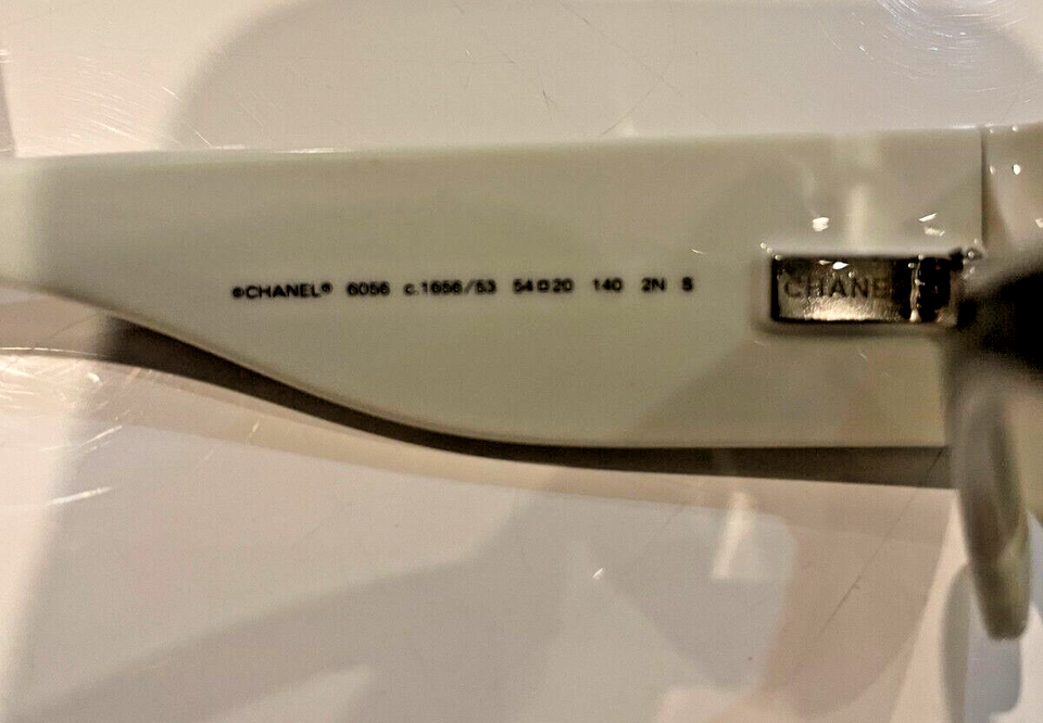 Chanel CH 6056 Black White Cat Eye Sunglasses CC Logo New Italy | eBay