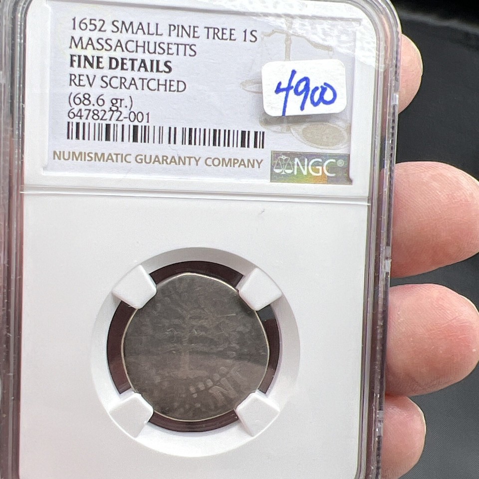 1652 NGC Fine Details Rev Scratch Massachusetts Small Pine Tree ...