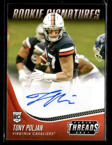 2021 Panini Chronicles Draft Picks #TS-TPJ Tony Poljan Threads Rookie ...