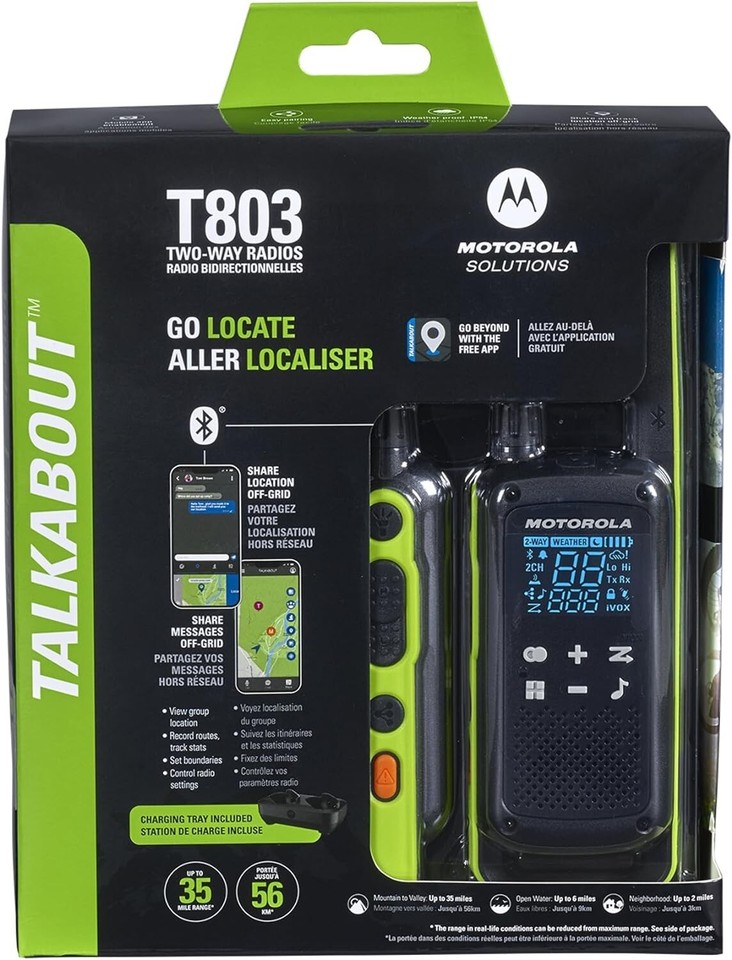 Motorola Solutions T803 Two-Way Radio 35 mi. Bluetooth w/ Charging Dock ...