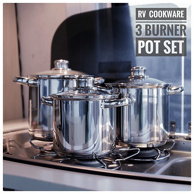 RV POT SET Cookware - caravan motorhome - suits 3 burner stove Smev ...