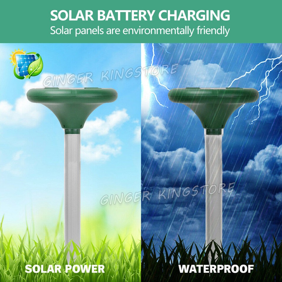 5x Ultrasonic Solar Snake Repeller Plus Multi Pulse Pest Rodent ...