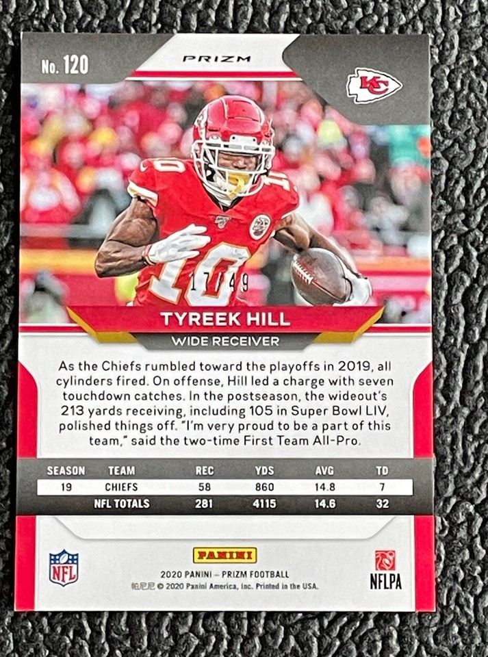 🔥TYREEK HILL 2021 PRIZM PURPLE POWER REFRACTOR #'d /49!🔥CHIEFS ...