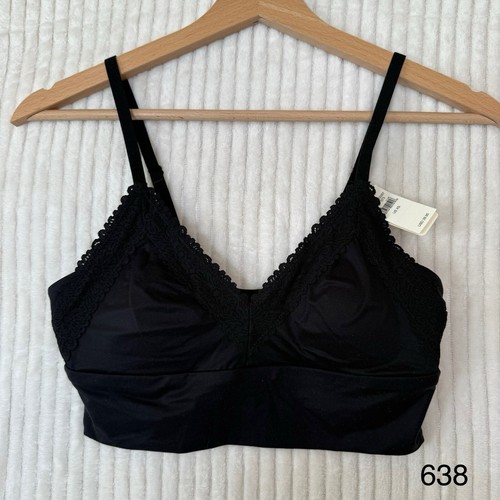 NWT Aerie Sunnie Blossom Black Lace Padded Triangle Bralette Women’s XS ...