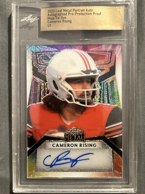 CAMERON RISING True 1/1 Rookie Auto 2023 Leaf Metal Multi Color Prizm ...