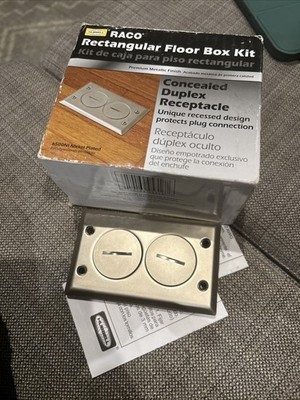 Hubbell Raco Concealed Duplex Receptacle Floor Box Kit 6500NI Faceplate ...