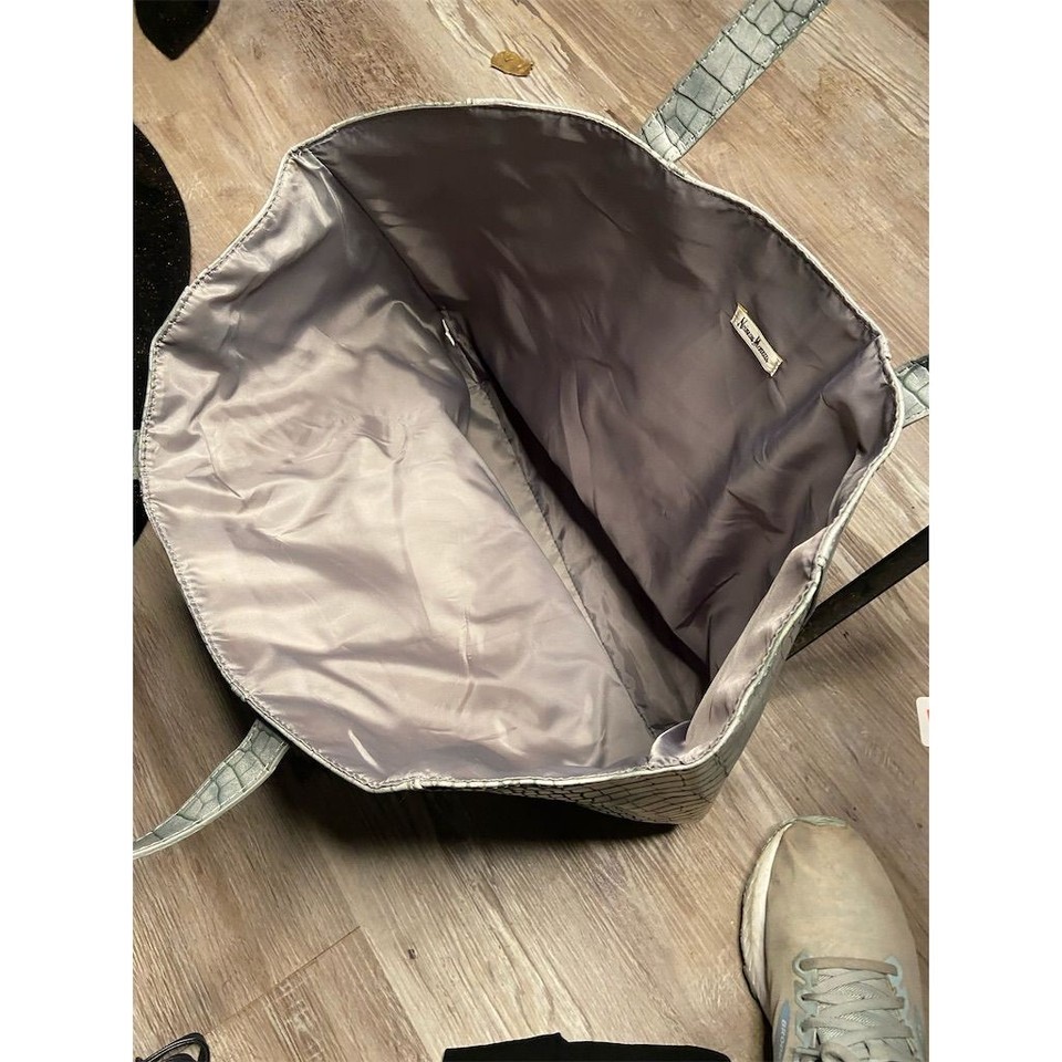 3 pc Neiman Marcus & Elliott Lucca Set Gray Snakeskin Tote & Black Bag Women's | eBay