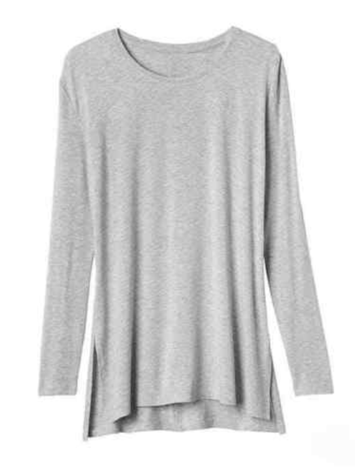 ATHLETA WOMEN'S HEATHER GRAY LONG SLEEVE THREADLIGHT LAYERING TOP Sz ...