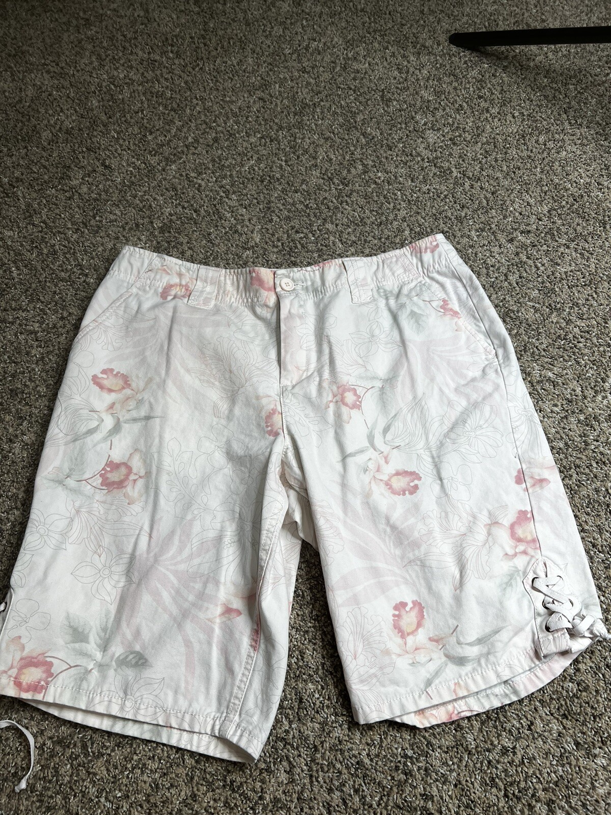 Caribbean Joe Women’s Floral Bermuda Shorts Tie Side Ruching 14p | eBay