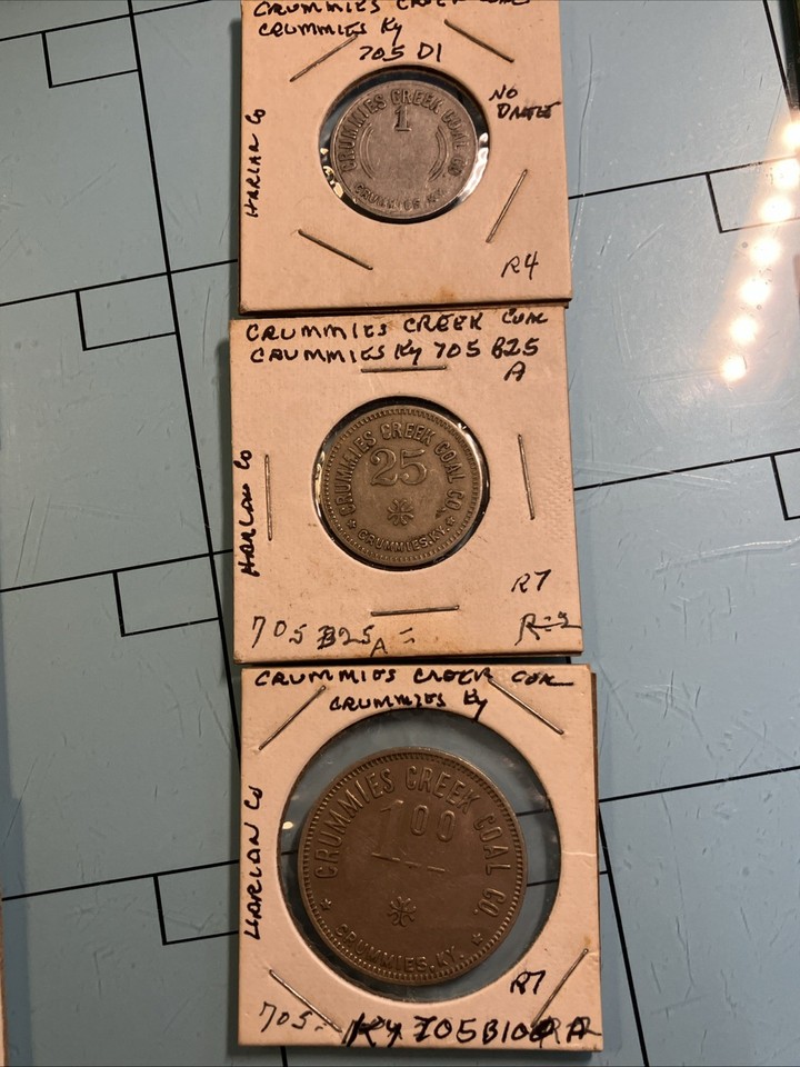 CRUMMIES CREEK COAL CO 9 PC SET MINE STORE SCRIP TRADE TOKEN CRUMMIES ...