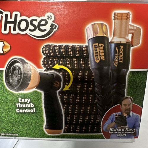 Pocket Hose Copper Bullet 3/4 in. D X 50 ft. Expandable Flexible Open ...