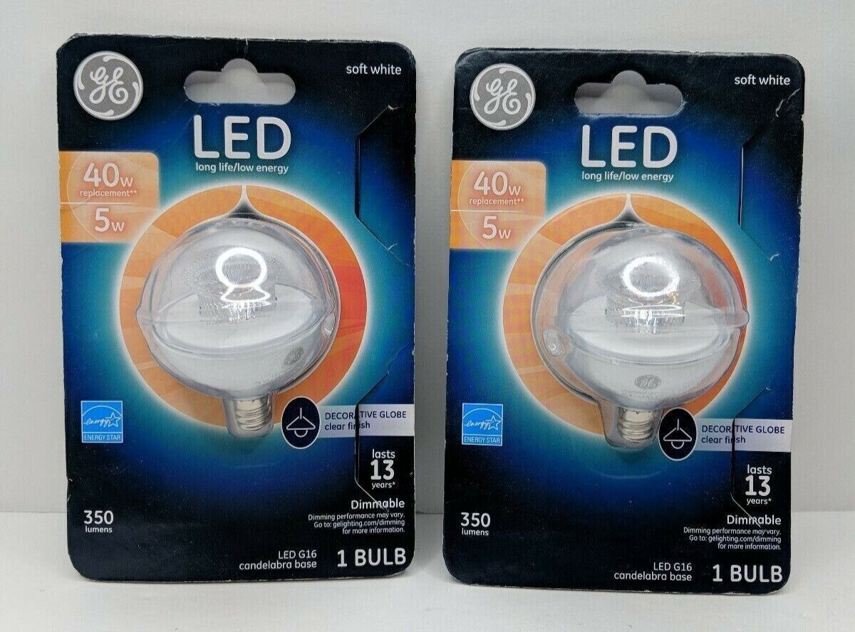 2 Packs- GE Led Bulb Decorative Globe G16 40 watts | eBay