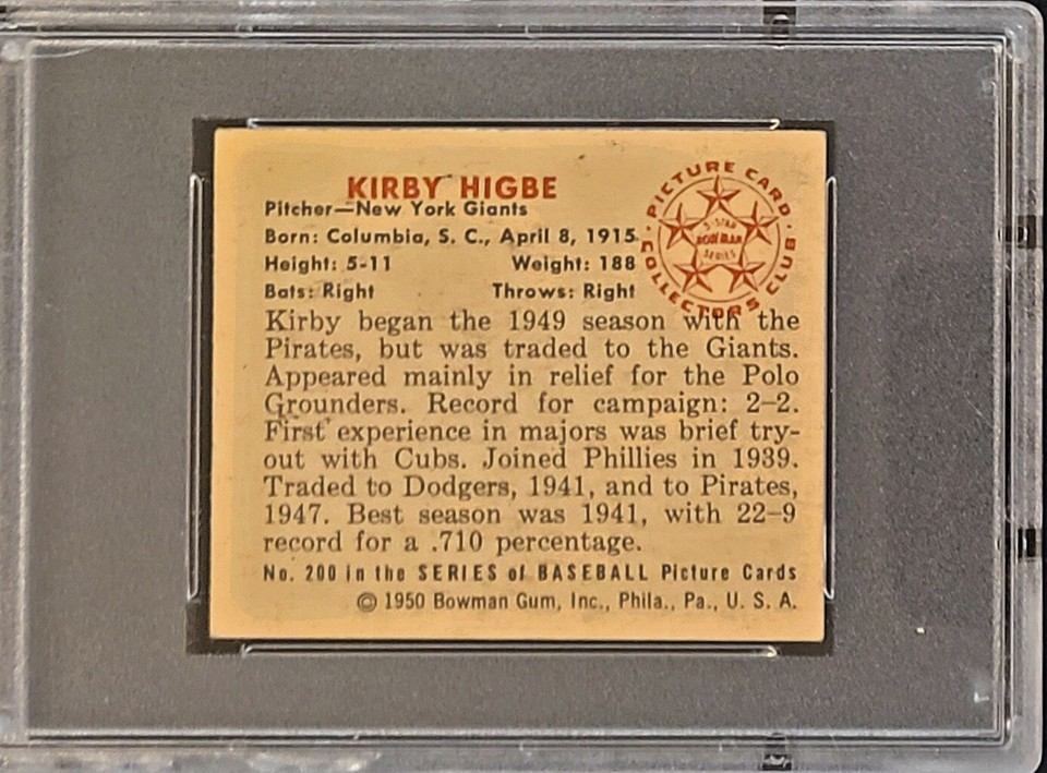 1950 Bowman # 200 Kirby Higbe Signed PSA/DNA | eBay