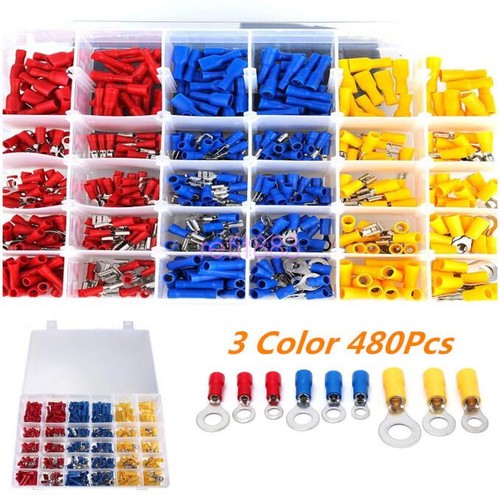 480x Assorted Car Electrical Wire Terminals Insulated Crimp Connectors ...