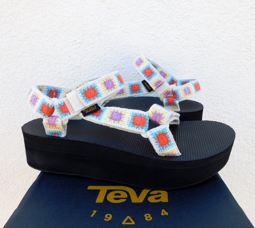 TEVA EXPLORE FLATFORM UNIVERSAL CROCHET PLATFORM SANDALS, US 7/ EUR 38 ...