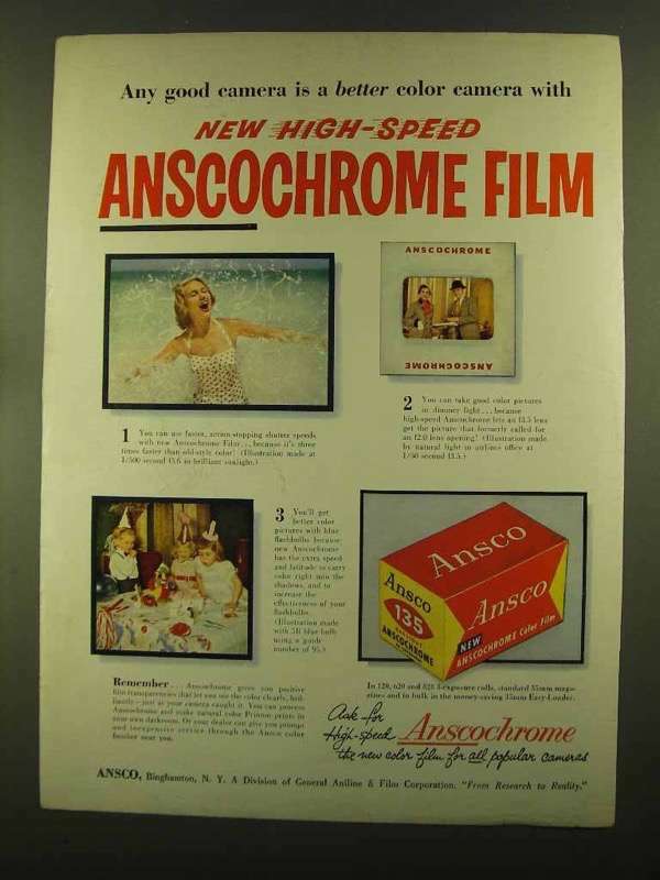 1955 Ansco Anscochrome Color Film Ad - Any Good Camera | eBay