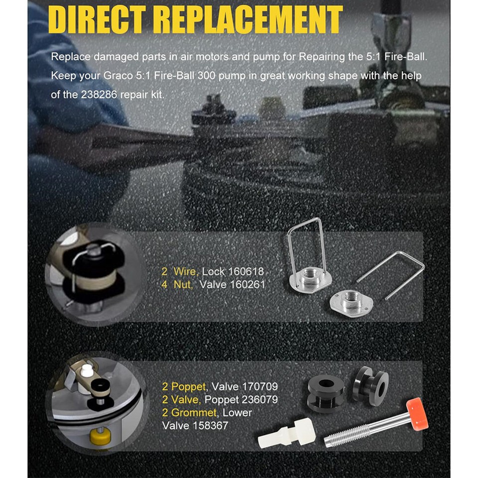 Repair Kit 238286 for Graco Fire-Ball 300 5:1 Oil Grease Pumps Fluid ...