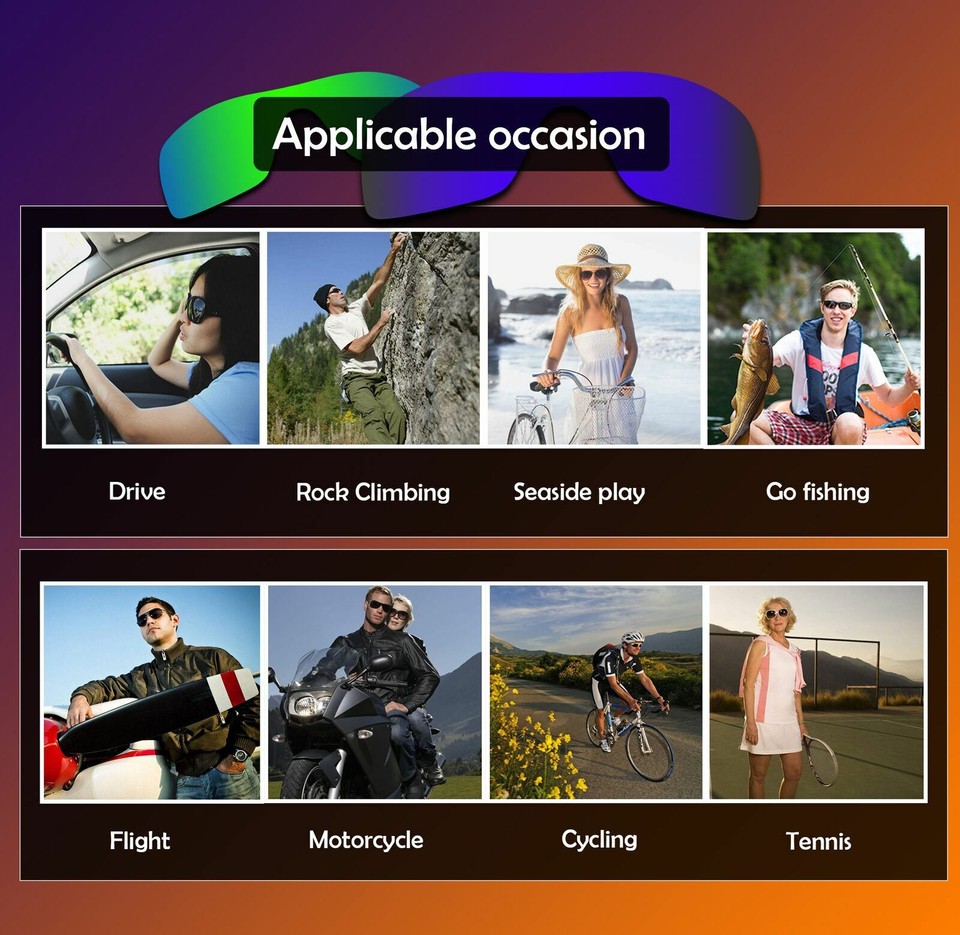 Sky Blue&Black&Red Orange Polarized Lenses Replacement For-Oakley Flak ...