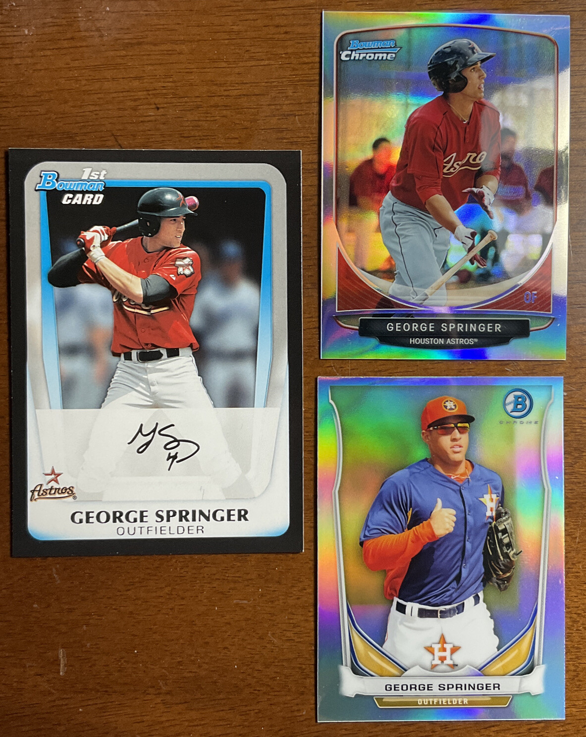 3 Card Lot George Springer Rookie Astros/Jays Bowman 1st BDPP81, 2 ...