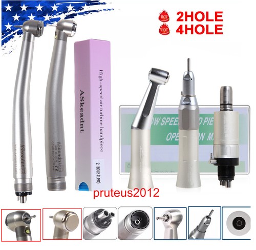 Dental LED High/ Low Speed Handpiece Contra Angle Straight Air Motor 2 ...