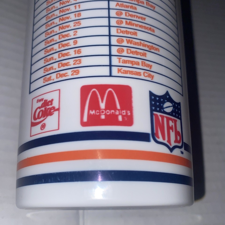 1990 Chicago Bears Logo McDonald's Schedule Cup Vintage Coke Promo | eBay