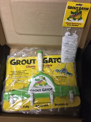 Grout Gator Cleaning Brush Fully Adjustable Brushes Plus Extra Brushes ...