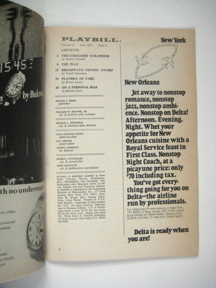 Fiddler on the Roof Playbill 1971 Broadway Theatre Paul Lipson Peg ...