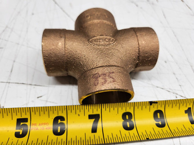 Nibco 835 1-1/4" Solder CxCxCxC All Way DWV Double Tee Cast Bronze ...