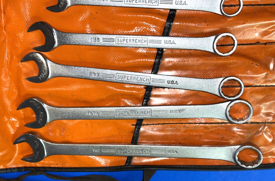 WILLIAMS TOOLS VINTAGE 8 PIECE SAE SUPERRENCH COMBO WRENCH SET IN KIT ...