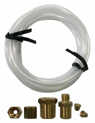 Mechanical Oil Pressure Gauge 72" Inch Nylon Line Tubing Install Kit w ...