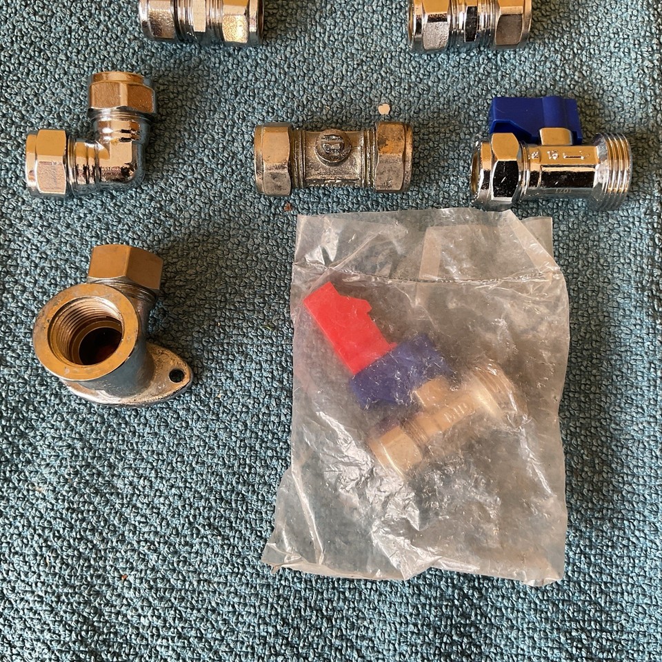 Chrome Compression 15mm Fittings Ball O Fix, Washing Machine Valve New ...