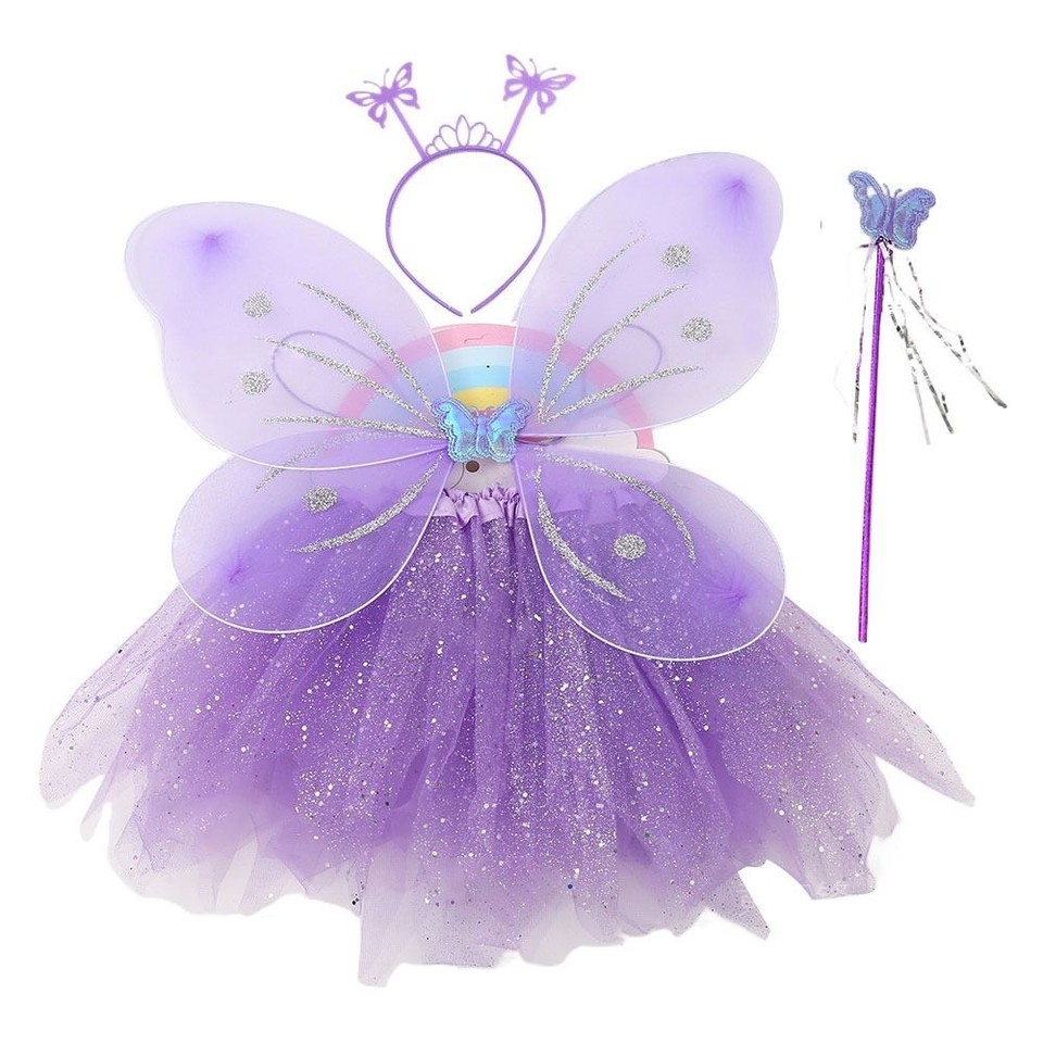 4Pcs/Set Dressing Up Princess Costume Sets Party Props Fairy Wing Girls ...